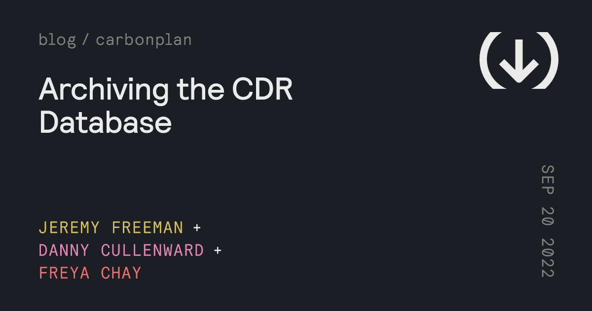 Archiving the CDR Database – CarbonPlan
